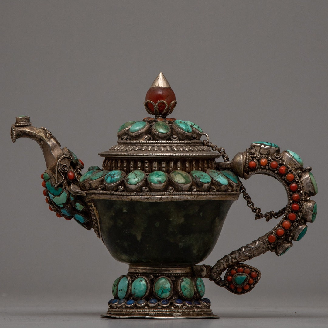 Handcrafted Traditional Buddhist Tea Pot | Old Tibetan Turquoise ...