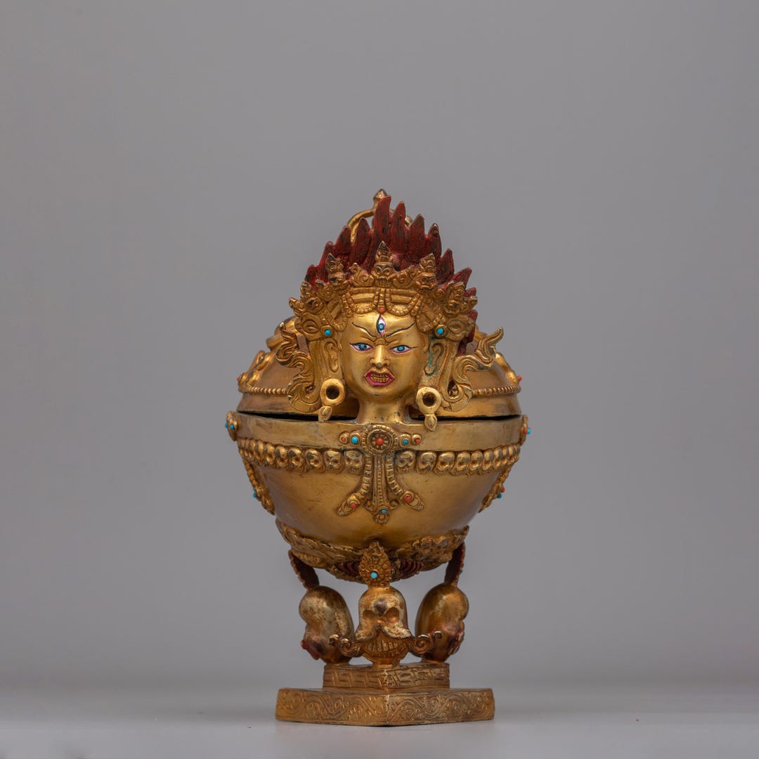 Handcrafted Buddhist Complete Kapala Set | Ritual Tool for Buddhist ...