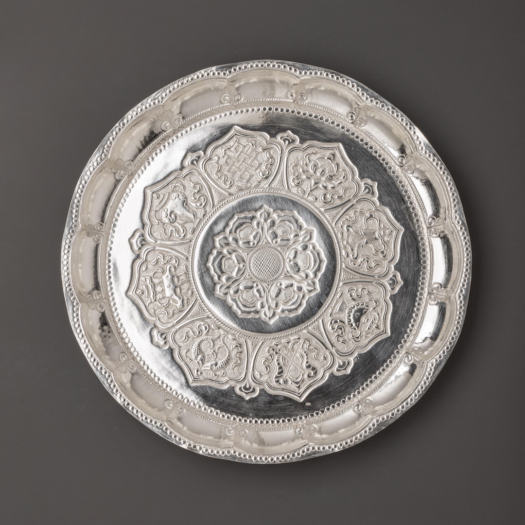 Handcrafted Pure Silver Pooja Thali With 8 Auspicious Symbols | Ideal ...
