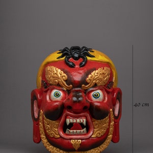Hand-carved Mask: Artisan-made Decor Fierce Deity Face Mask | Tibetan ...