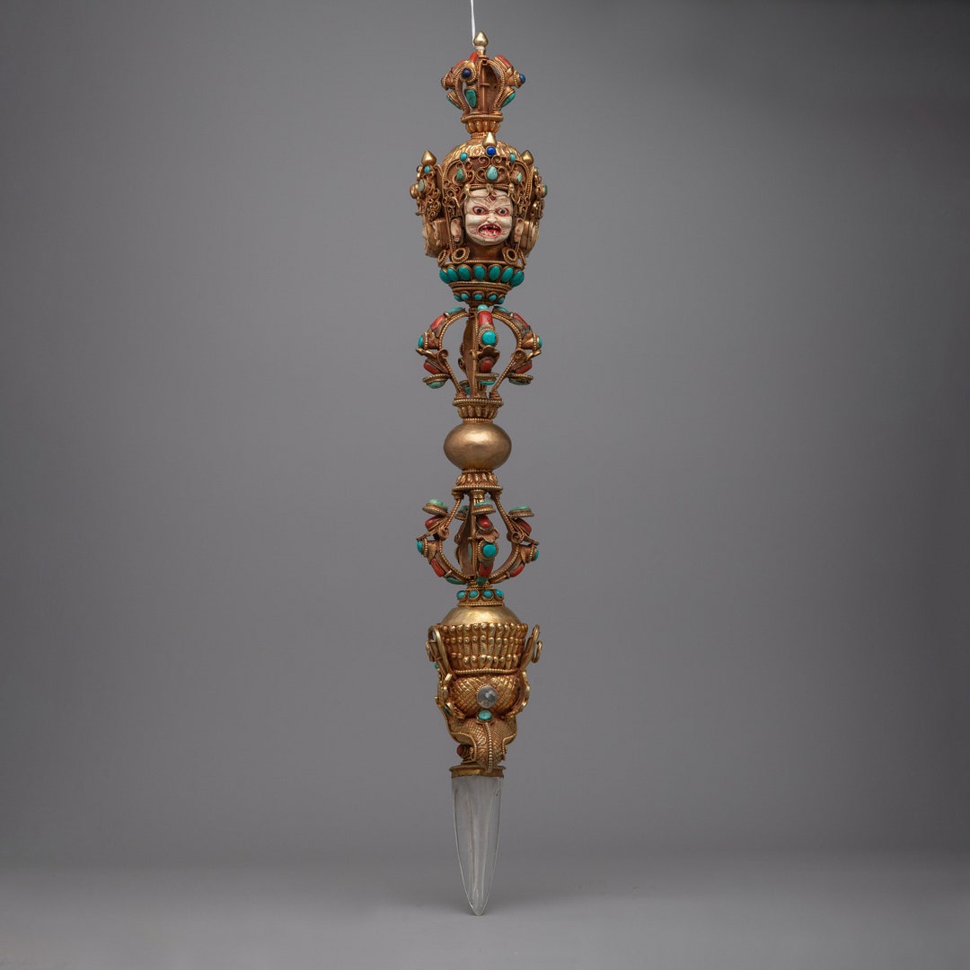 Tibetan 3-face Dagger Vajra Phurba Handmade Ritual Dagger Charm Symbol ...