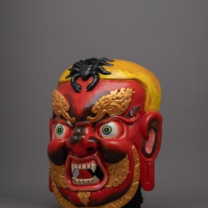 Hand-carved Mask: Artisan-made Decor Fierce Deity Face Mask | Tibetan ...