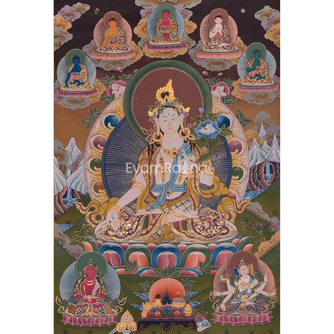 Original Hand-painted White Tara With Other Bodhisattvas | Mother ...