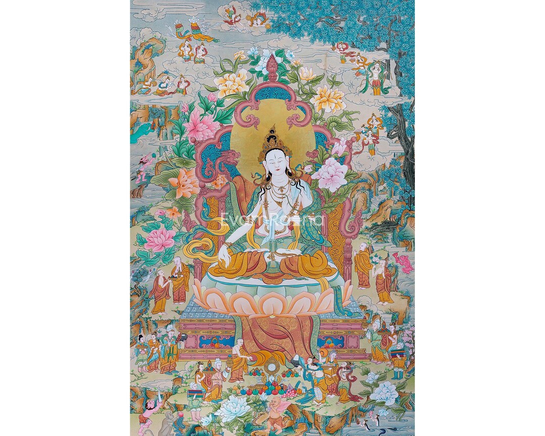 High Quality White Tara Thangka Print | Tibetan Thangka Print for ...