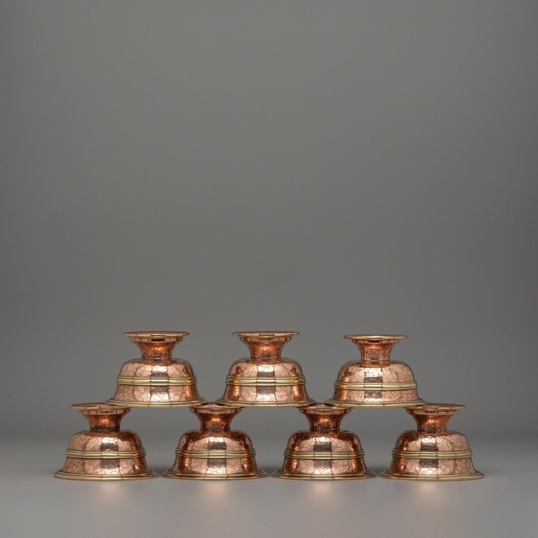 Tibetan Offering Bowl Set | Copper & Brass Ritual Essentials | Sacred ...