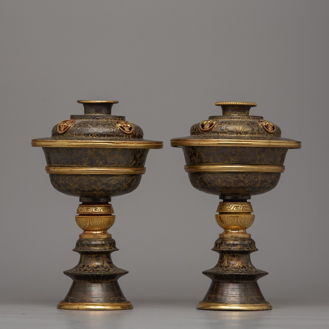 Butter Lamp Set Handcrafted Tibetan Buddhist Ghee Oil Lamp Light ...