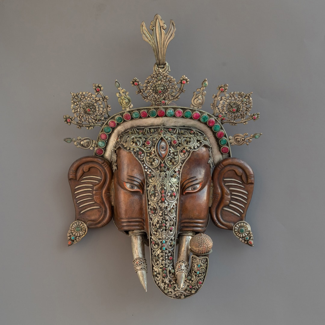 Ganesh Mask Wall Hanging | Elephant God Ganesh Mask for Home Shrine ...