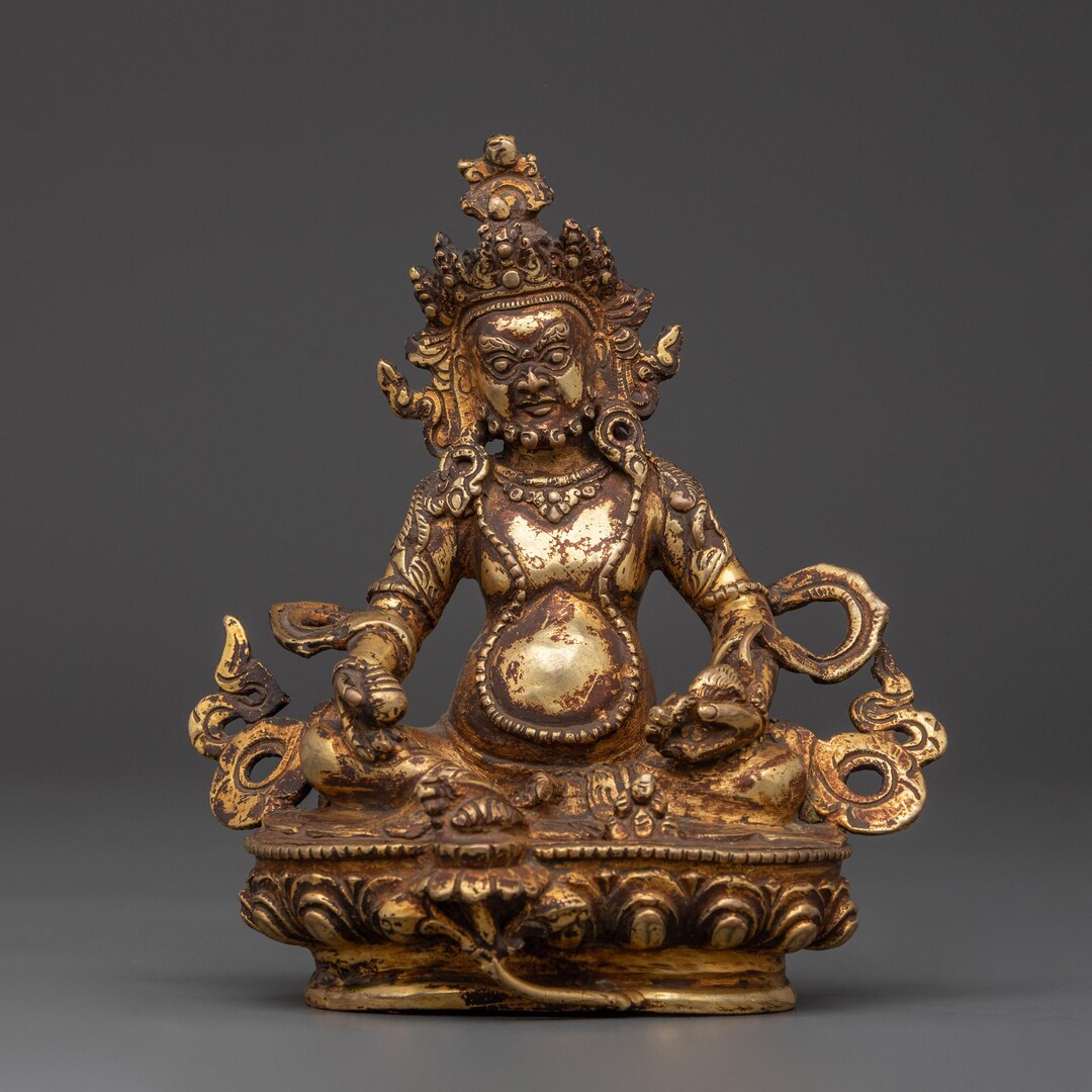 Buddhist Wealth God Dzambala Statue - Handcrafted Tibetan Figurine ...