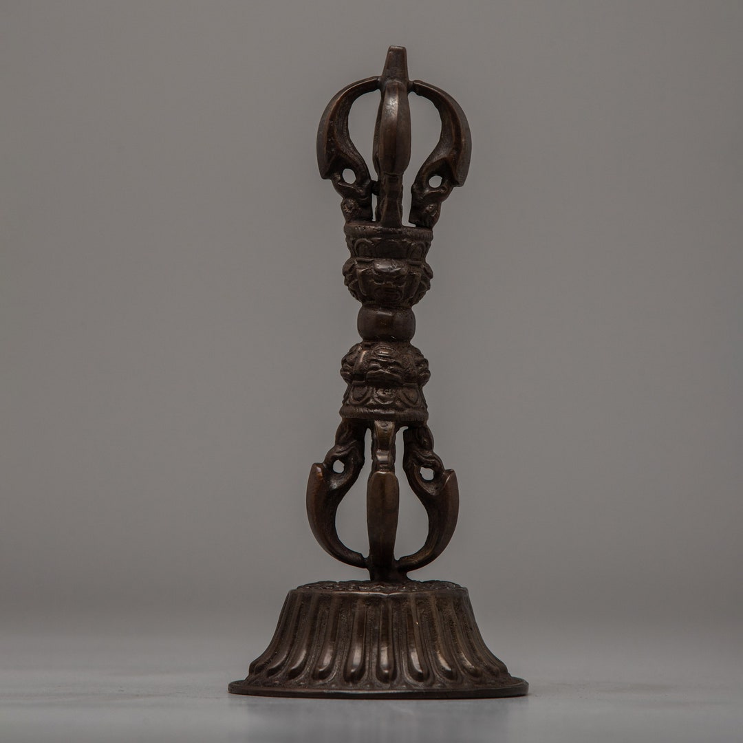Bronze Vajra and Stand Hand Craved Vajra Dorje Buddhist Ritual Weapon ...