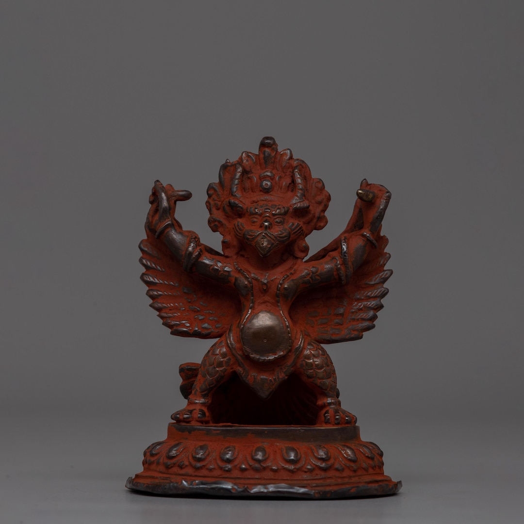 Hand-carved Brass Garuda Statue 13cm Oxidized Antique Finish Buddhist ...