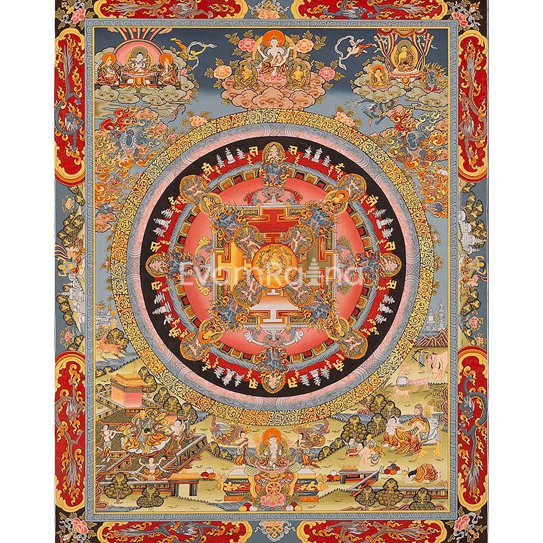 Manjushri Mandala Thangka Prints | Boddhisattva of Wisdom & Compassion ...
