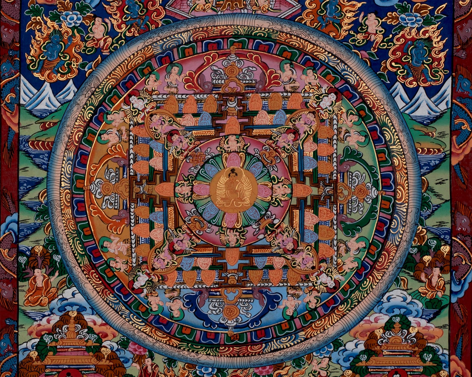 Rare Vintage Hand Painted Buddha Mandala Buddha Thangka Wall - Etsy