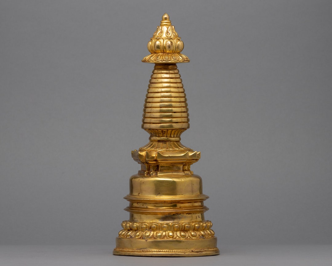 Beautiful Gold Plated Kadampa Stupa | Handcrafted Tibetan Relic Chorten ...