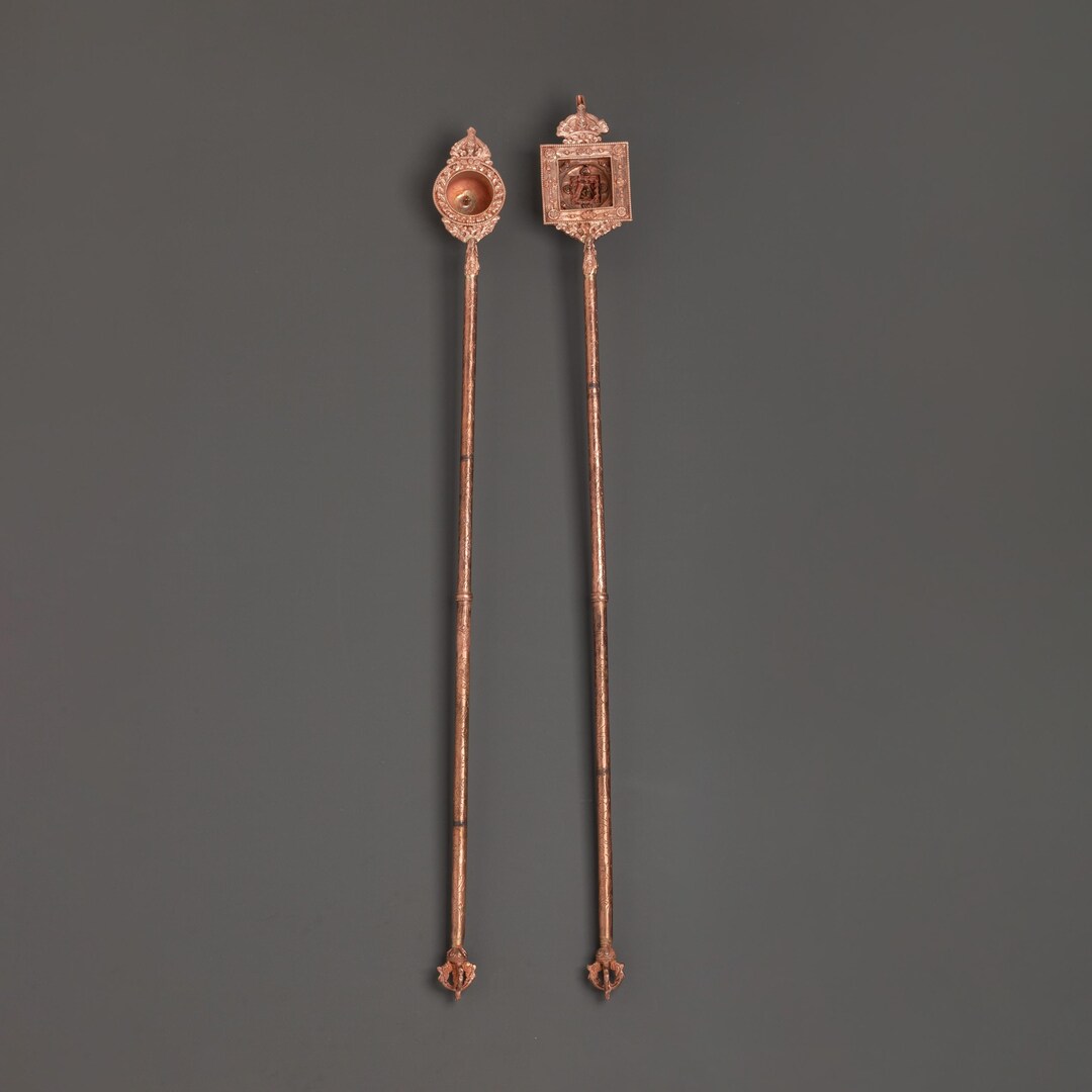 Beautiful Gangsa and Ganglu Set | Sacred Offering Copper Tibetan Ritual ...