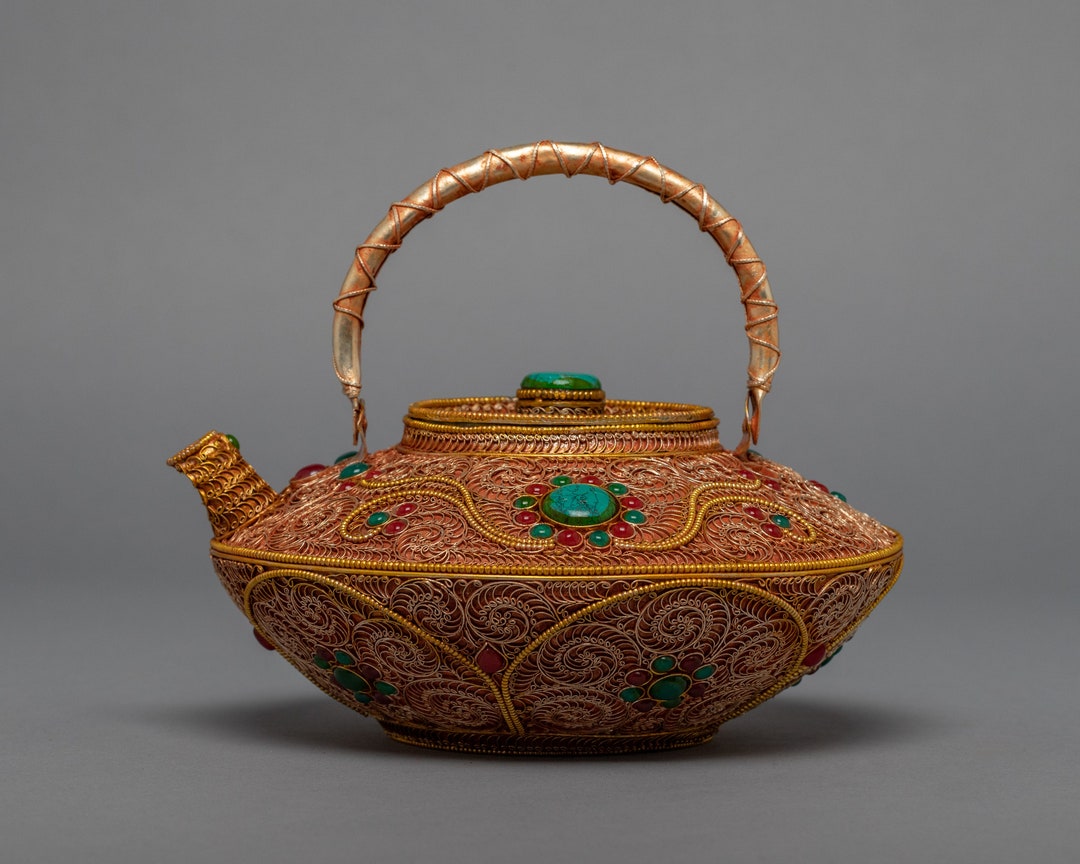 Tibetan Buddhist Ritual Item Tea Pot | Handcrafted Shrine Antique Item ...