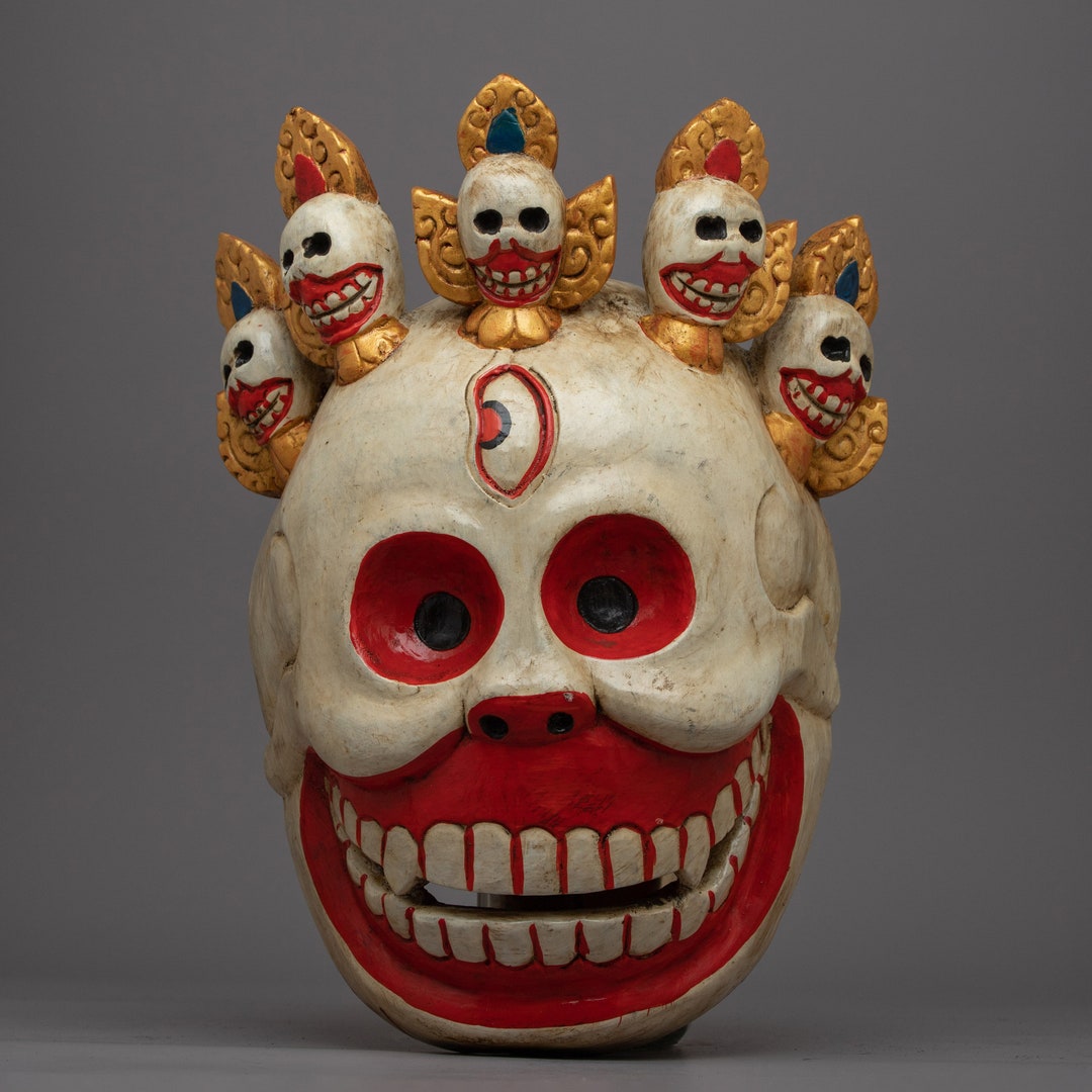 Unique Buddhist Ritual Skull Face Mask | Tibetan Mask Wall Decor ...