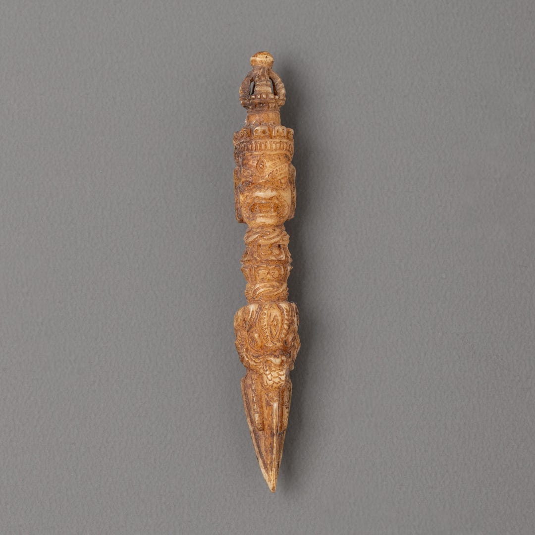 Traditional Hand-carved Tantric Ritual Dagger Phurba | Buffalo Bone ...