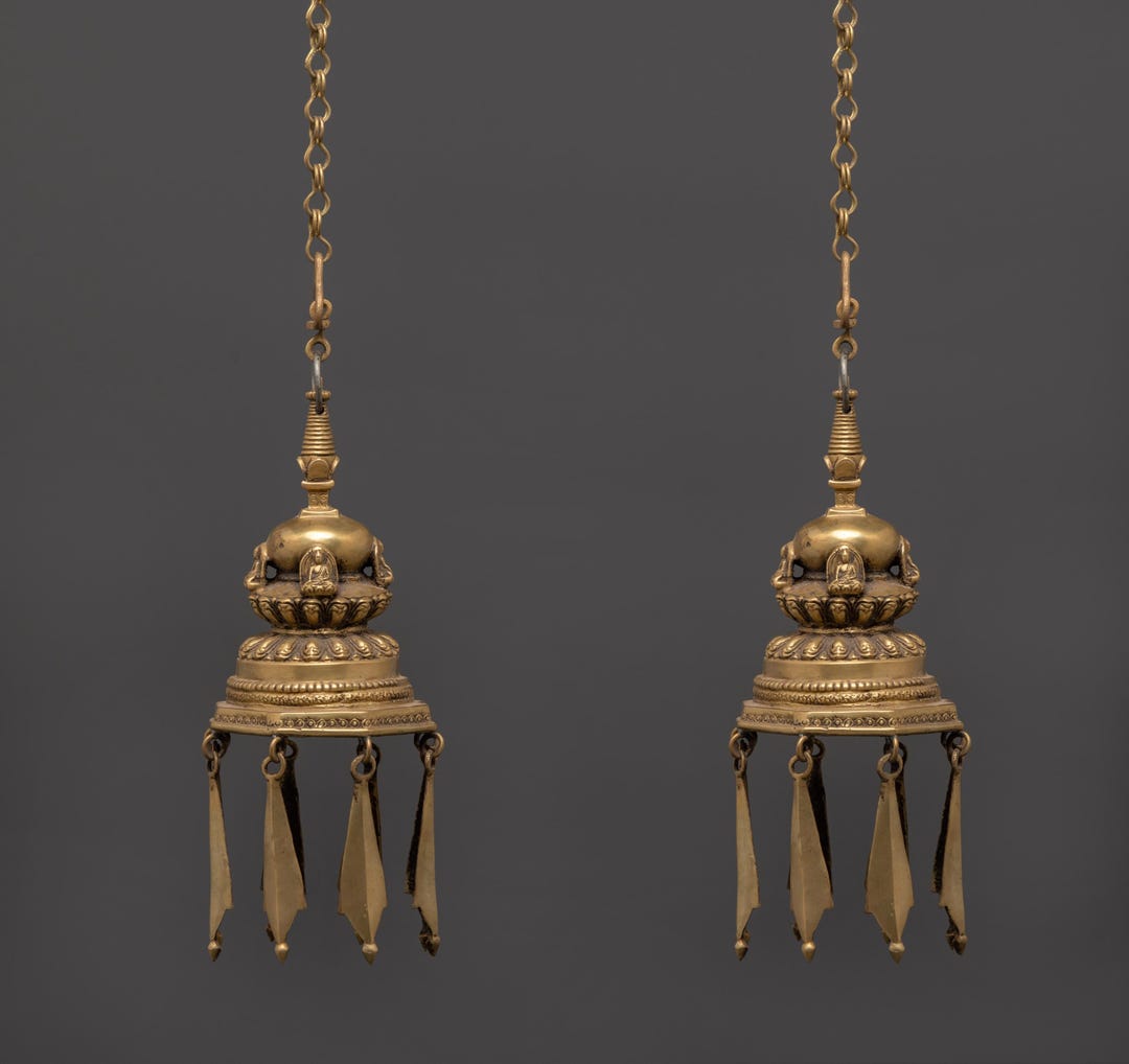 Handcrafted Brass Dalucha Oil Lamp | Tibetan Ritual Hanging Lamp for ...