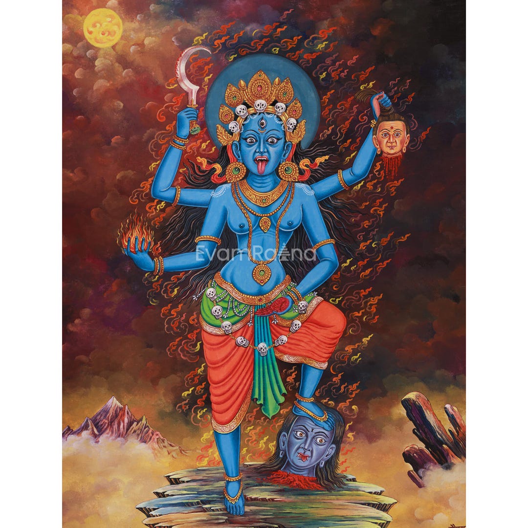 Fierce Goddess Kali (kalika) Thangka Print | Divine Destruction and ...