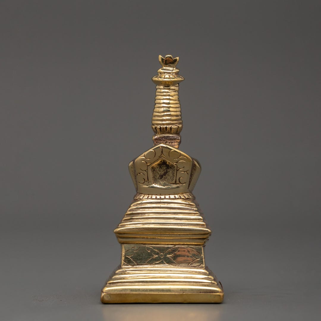 Traditional Brass Body Enlightenment Stupa | Handcrafted Buddhist Stupa ...