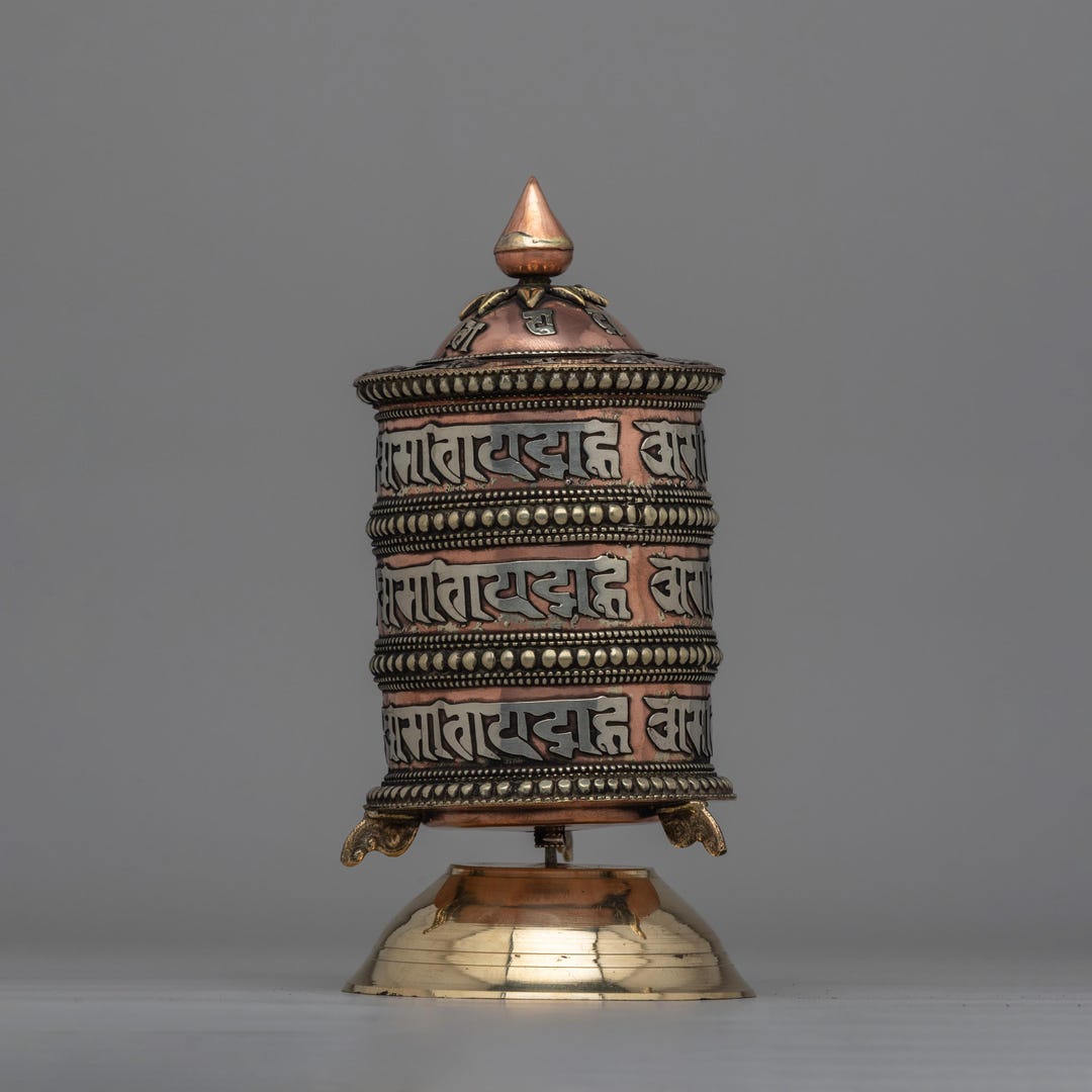 Traditional Tabletop Tibetan Prayer Wheel | Wheel for Meditation and ...