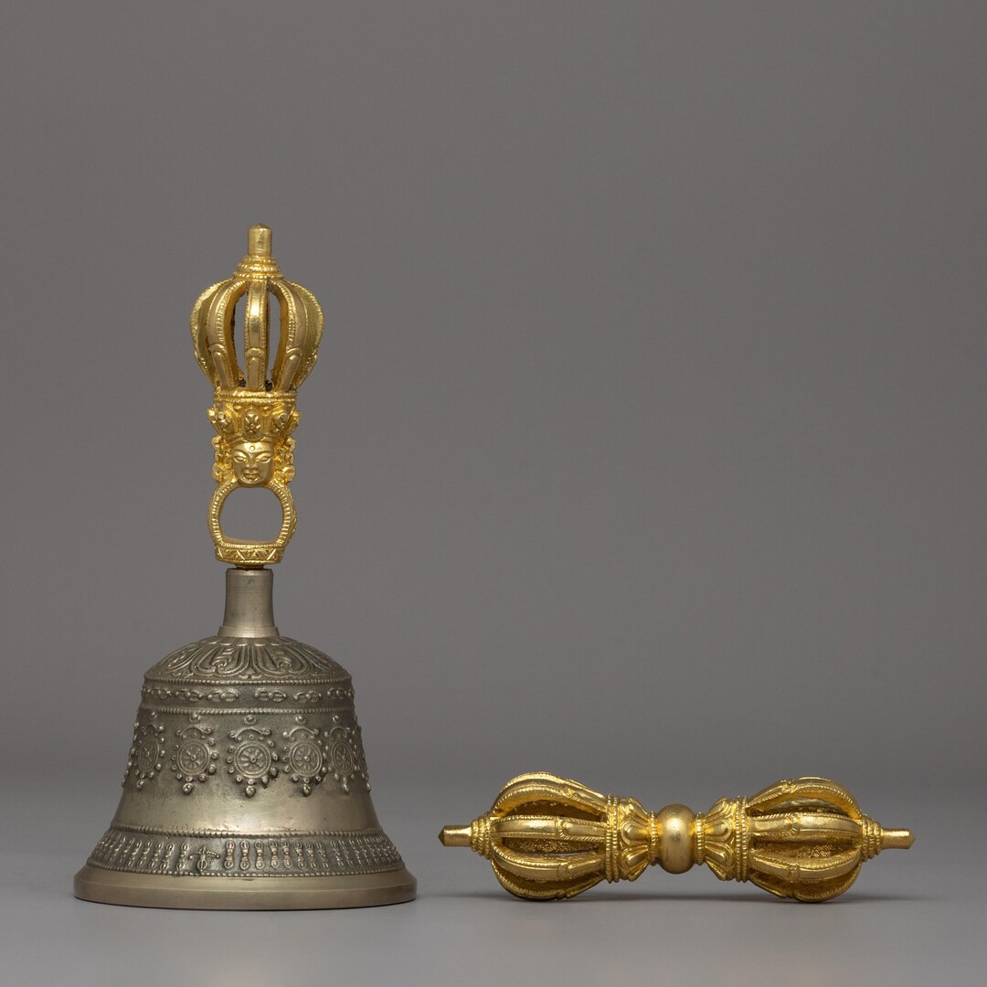Bronze Bell and Vajra Set for Dharma | Handcrafted Buddhist Ritual ...