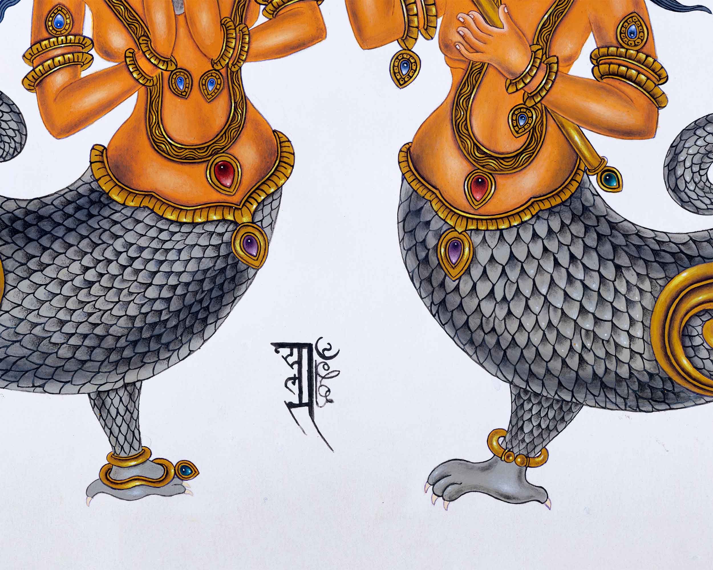 Makara Couple Thangka Prints for Eternal Bonding Tibetan - Etsy