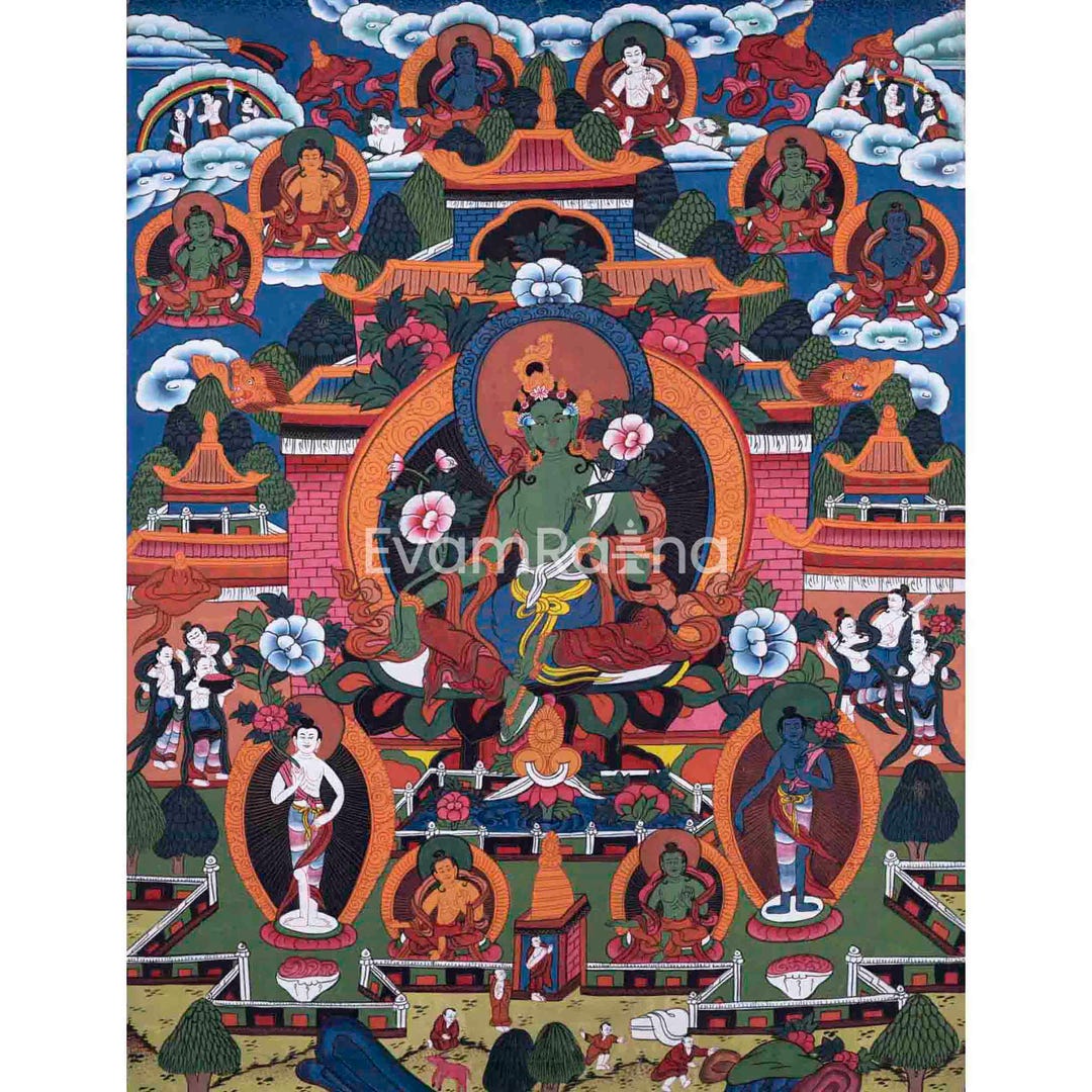 Original Green Tara Thangka | Hand Painted Healing Female Deity ...