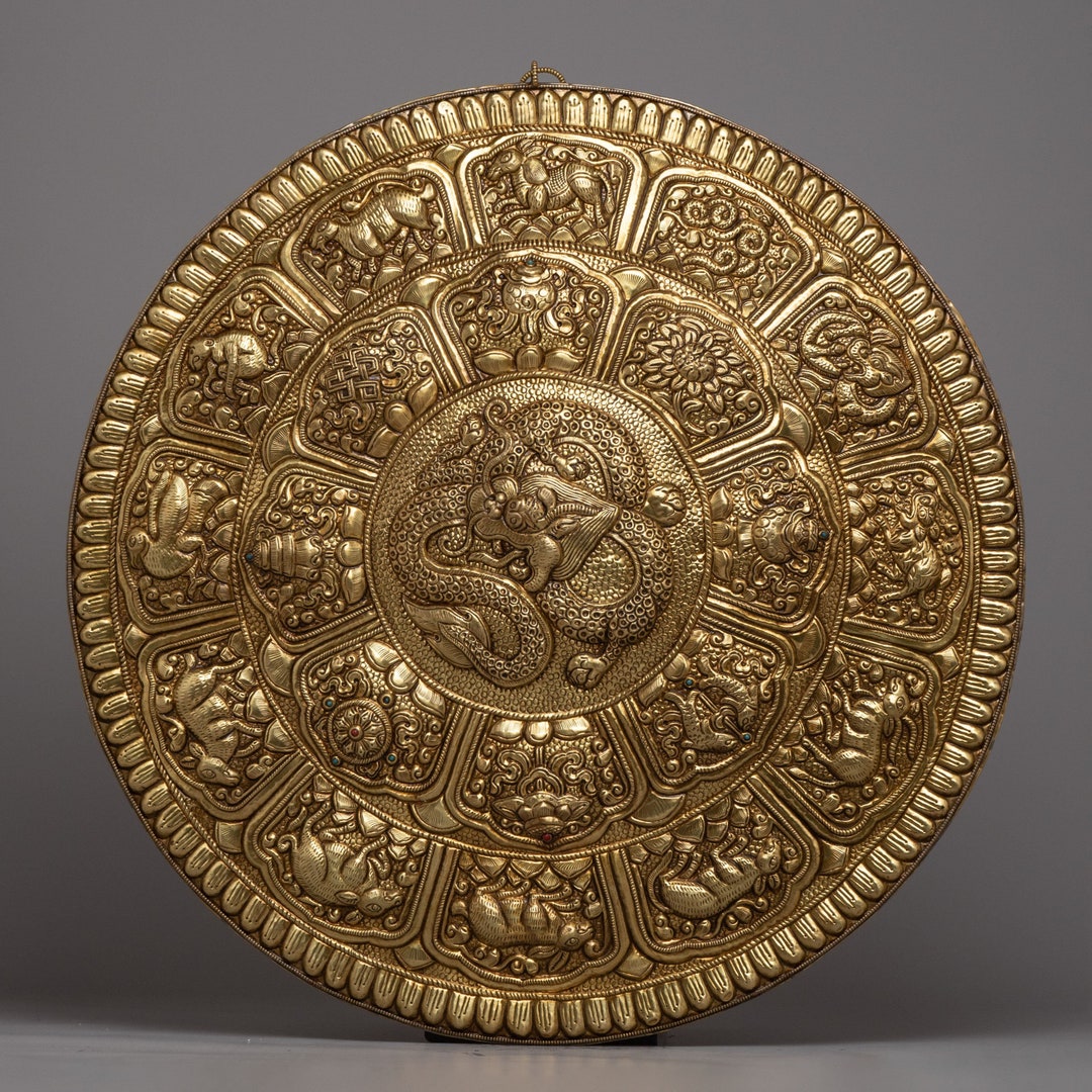 Protective Dragon Metal Thangka: Tibetan Buddhist Wall Decor | Buddhist ...