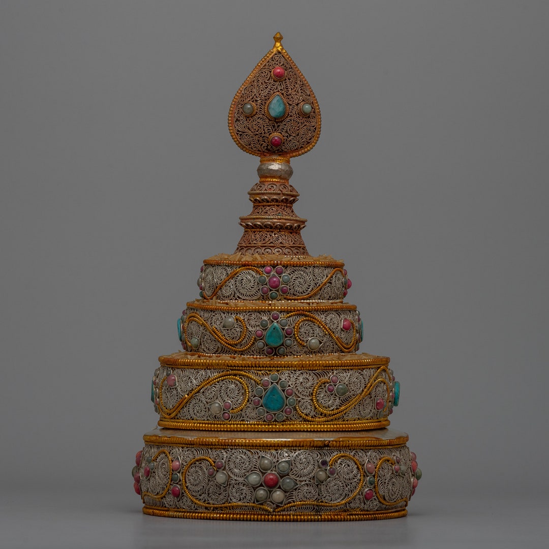 Enchanting Buddhist Mandala Rice Offering Set Handcrafted on Copper ...