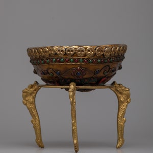 Tibetan Kapala Skull Cup With Stand Set Wrathful Deity Carved Smudge ...