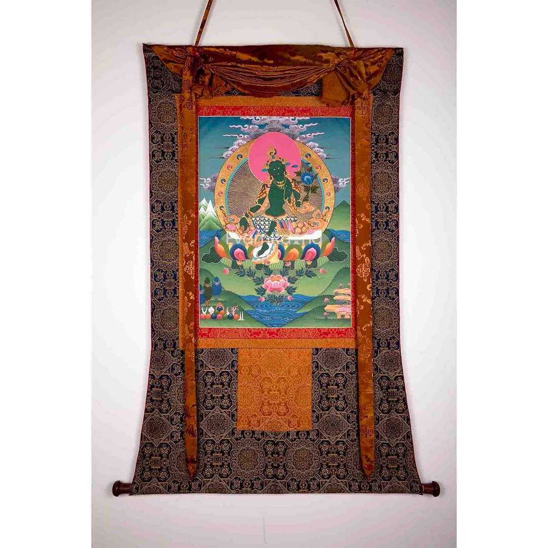Green Tara Thangka | Handmade Tibetan Tara Thangka Painting | Religious ...