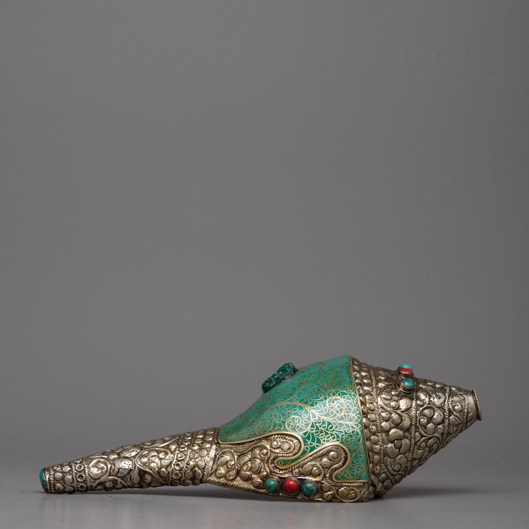 Handmade Tibetan Filigree Shanka Spiritual Healing Conch Tibetan ...