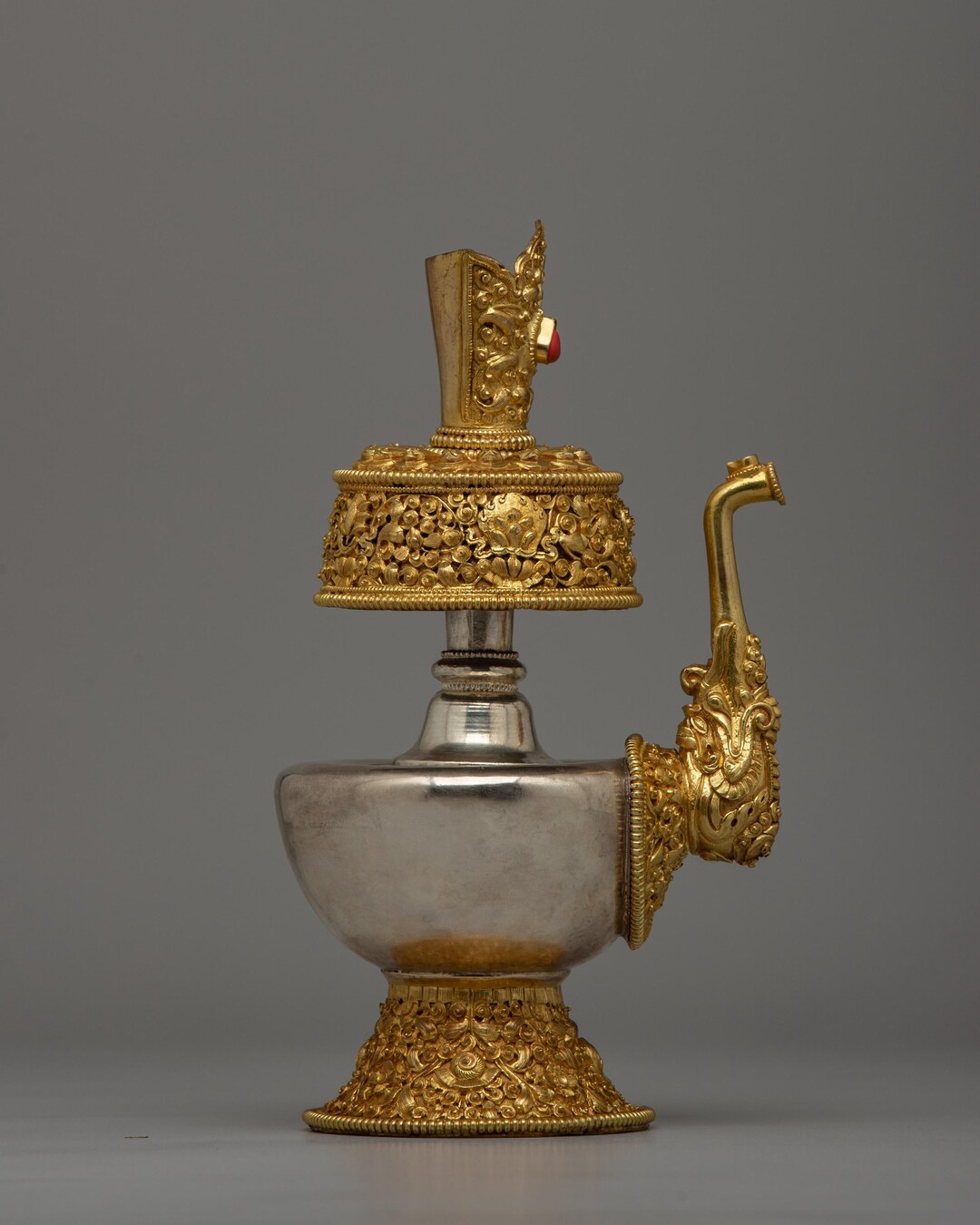 Cultural Gold and Silver Bhumba Artifact | Sacred Vessel With Filigree ...
