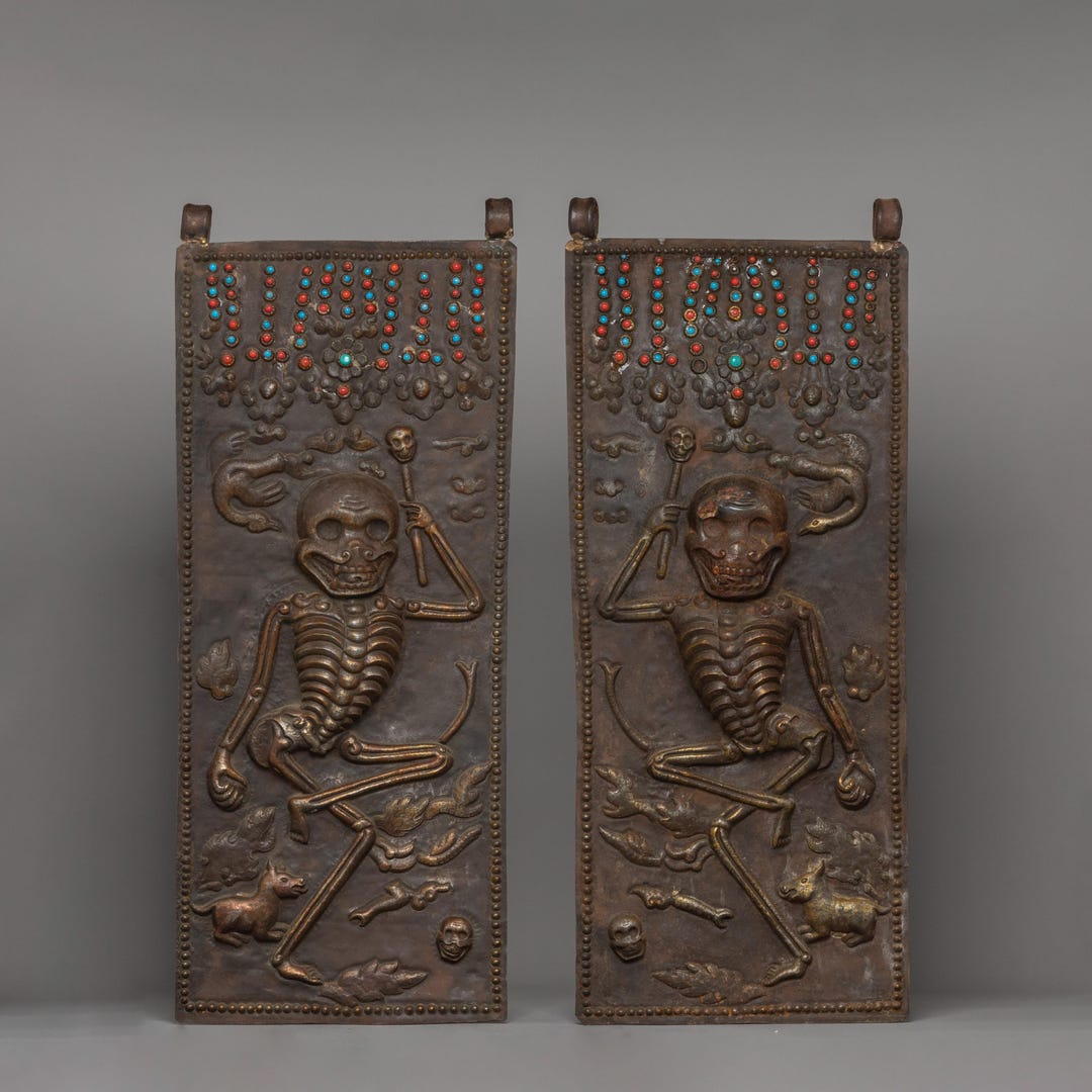 Gold-polished Citipati Wall Hanging | A Tibetan Symbol of Protection ...