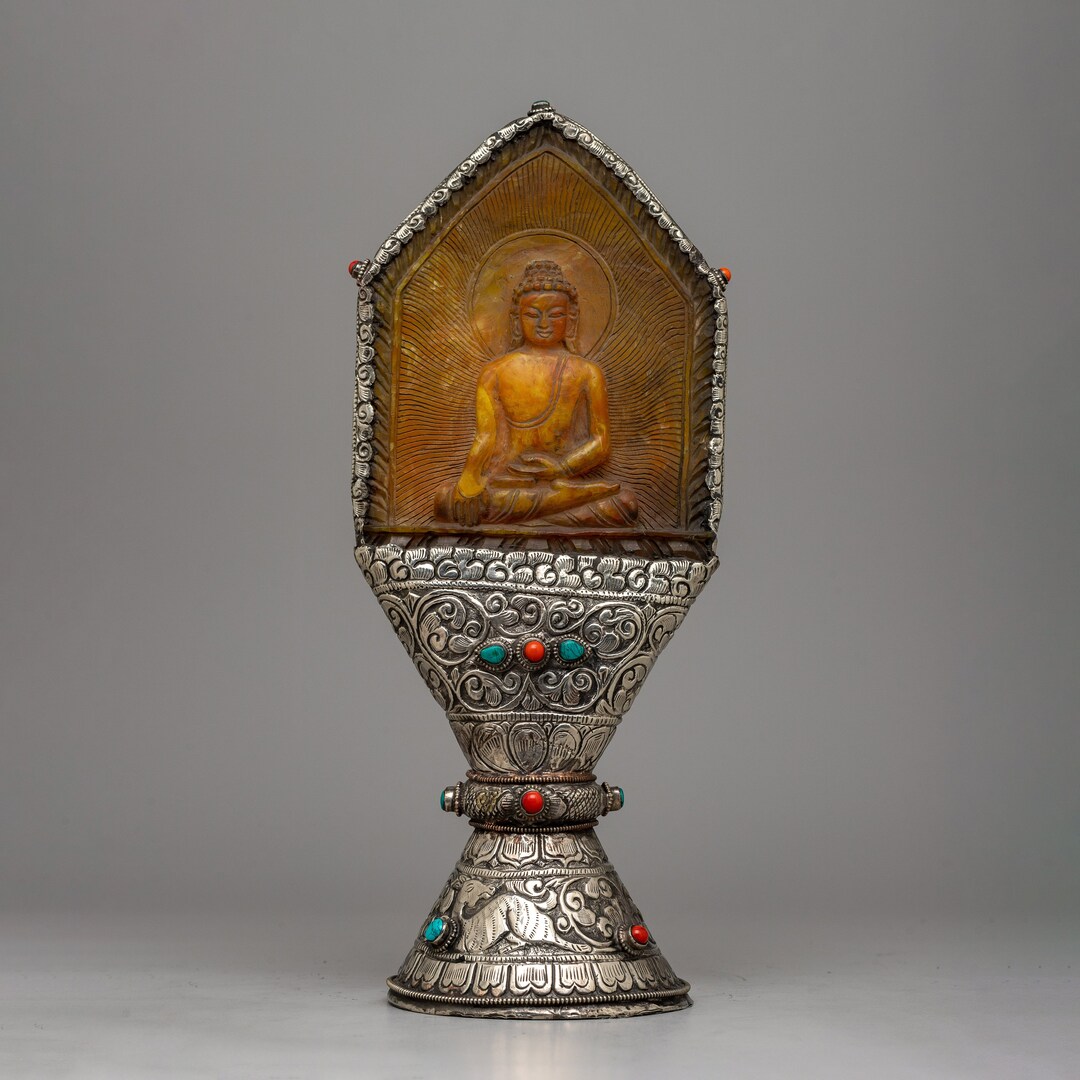 Shakyamuni Buddha White Metal Stamp Artisan Tribal Ethnic Art Deco ...