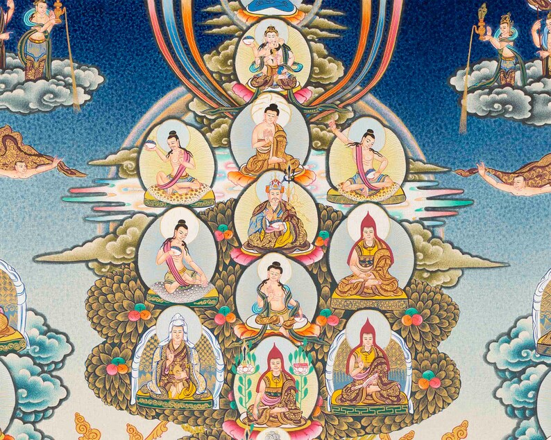 Guru Rinpoche Refuge Tree Thangka Print Buddhas Dharmapalas - Etsy