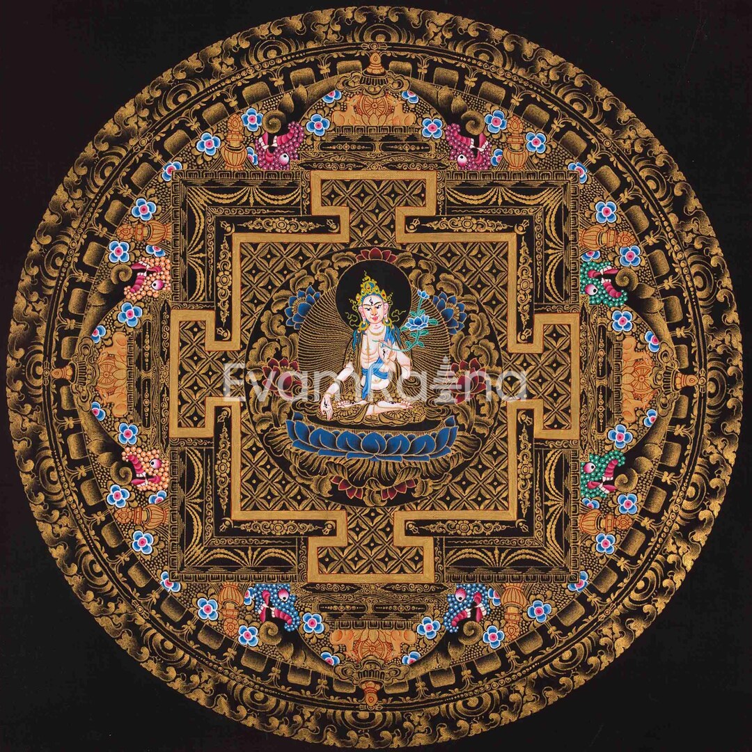 Original Hand Pained White Tara Mandala Thangka Painting | Art for Good ...