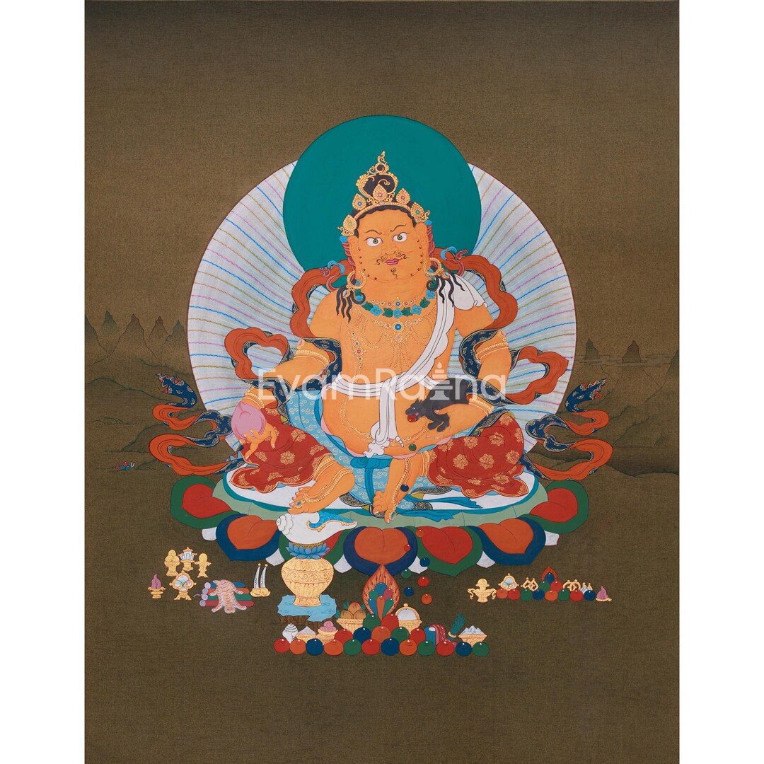 Yellow Jambhala Thangka | God of Wealth | Prosperity and Abundance ...