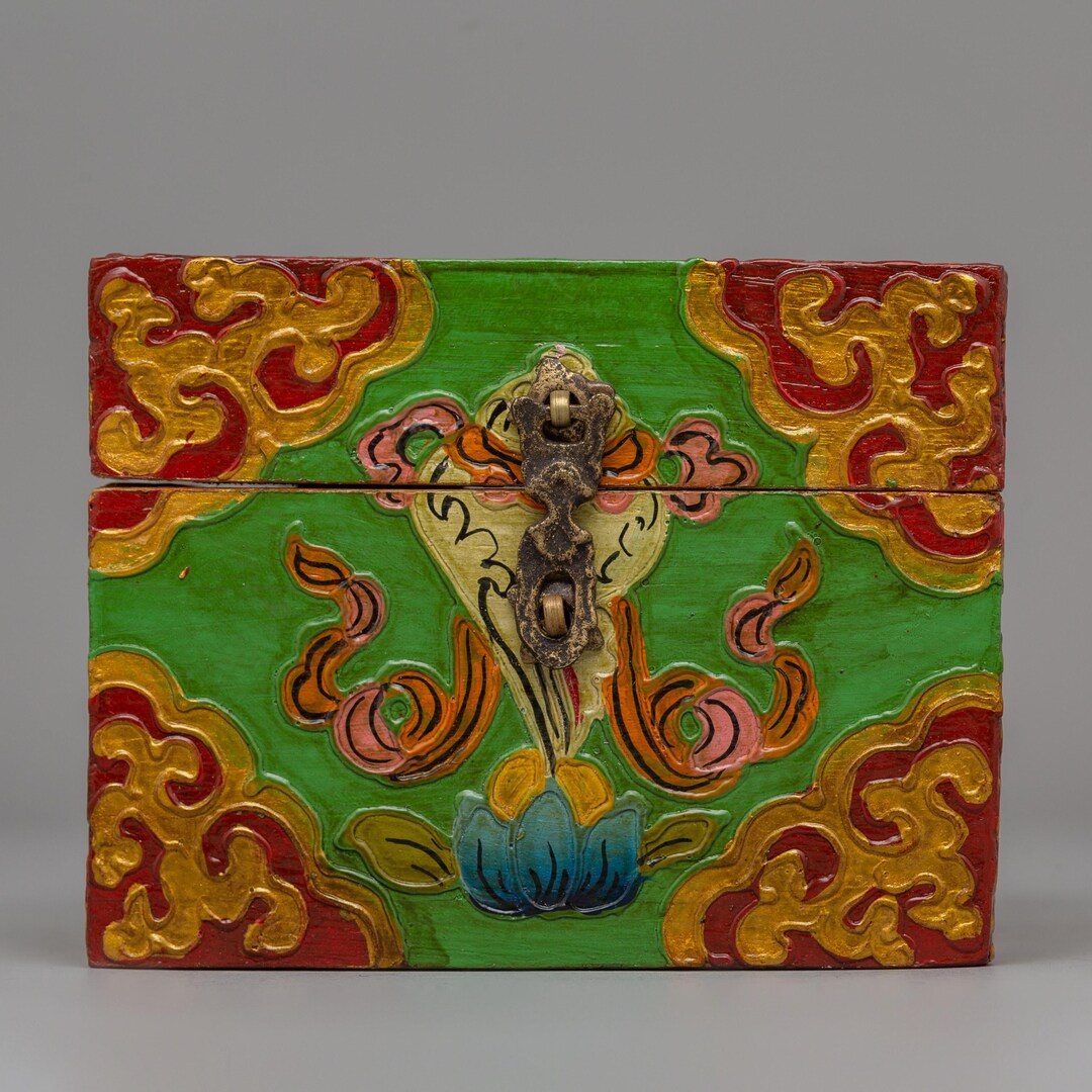 Handcrafted Tibetan Altar Box | Wooden Prayer Storage Ritual Keepsake ...