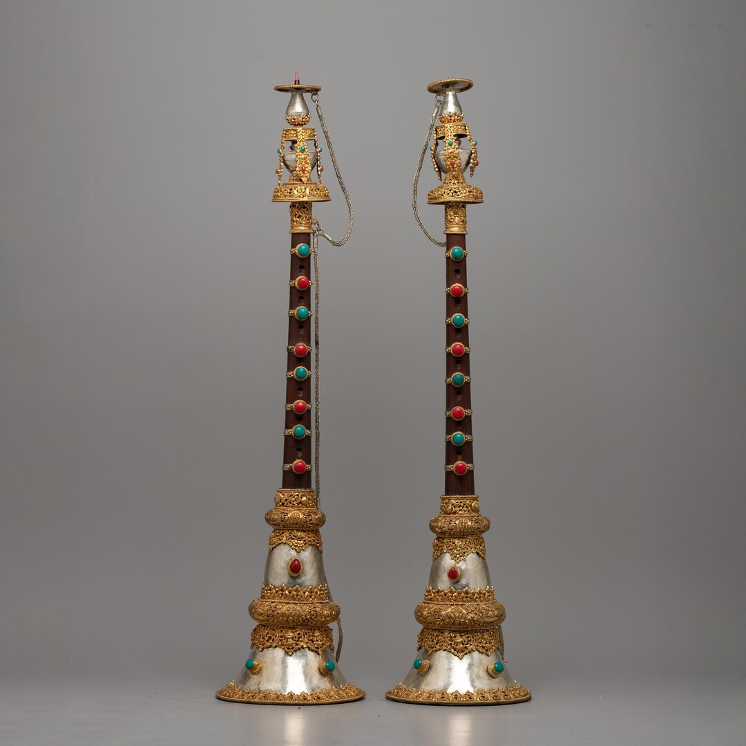 Gold-plated Tibetan Gyaling Set | Monk's Flute | Buddhist Tantric ...