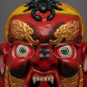 Hand-carved Mask: Artisan-made Decor Fierce Deity Face Mask | Tibetan ...