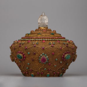 Buddhist Dhupur Rice Offering Pot | 24K Gold Plated Traditional Rice ...