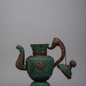 Handcrafted Buddhist Traditional Tea Pot | Tibetan Turquoise Stones ...