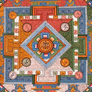 Kalachakra Mantra Symbol Original Hand Painted Fine Quality Wheel of ...