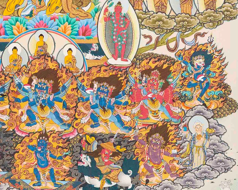 Guru Rinpoche Refuge Tree Thangka Print Buddhas Dharmapalas - Etsy
