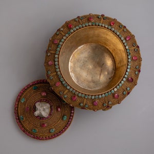 Buddhist Dhupur Rice Offering Pot | 24K Gold Plated Traditional Rice ...