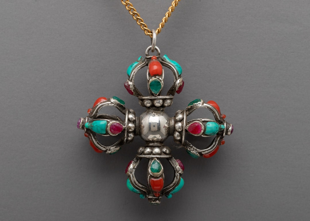 Sterling Silver Double Dorje Pendant | Silver Dorje for Jewelry ...