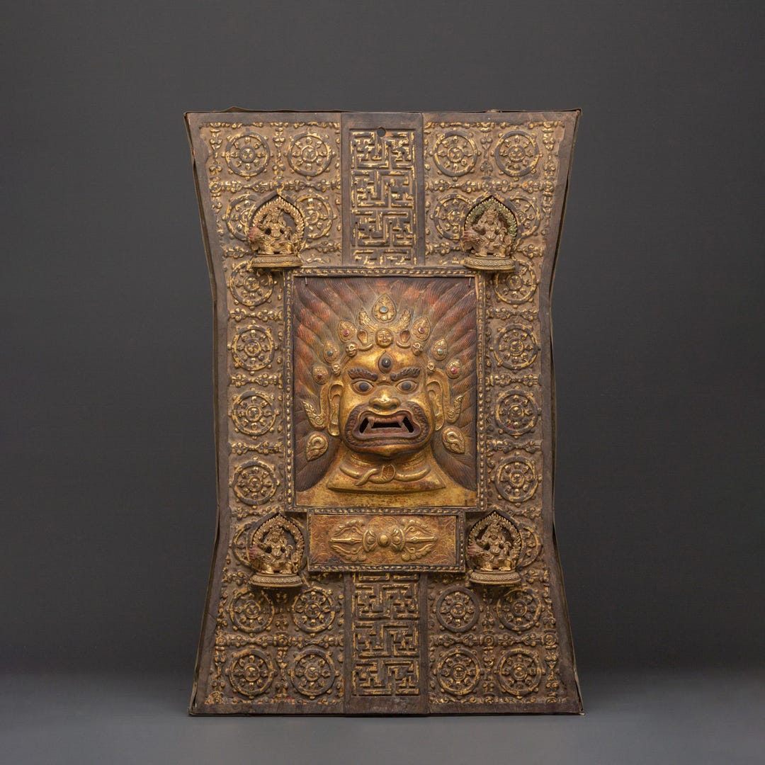 Mahakala Deity Wall Hanging With Four Deities and Vajra Design | Gold ...
