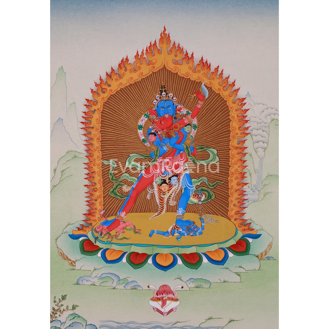 Heruka Chakrasamvara Yab-yum Thangka | Hand-painted 24K Gold, Karma ...